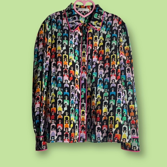 Alice + Olivia | Tops | Alice Olivia Willa Rainbow Stace Face Silk ...